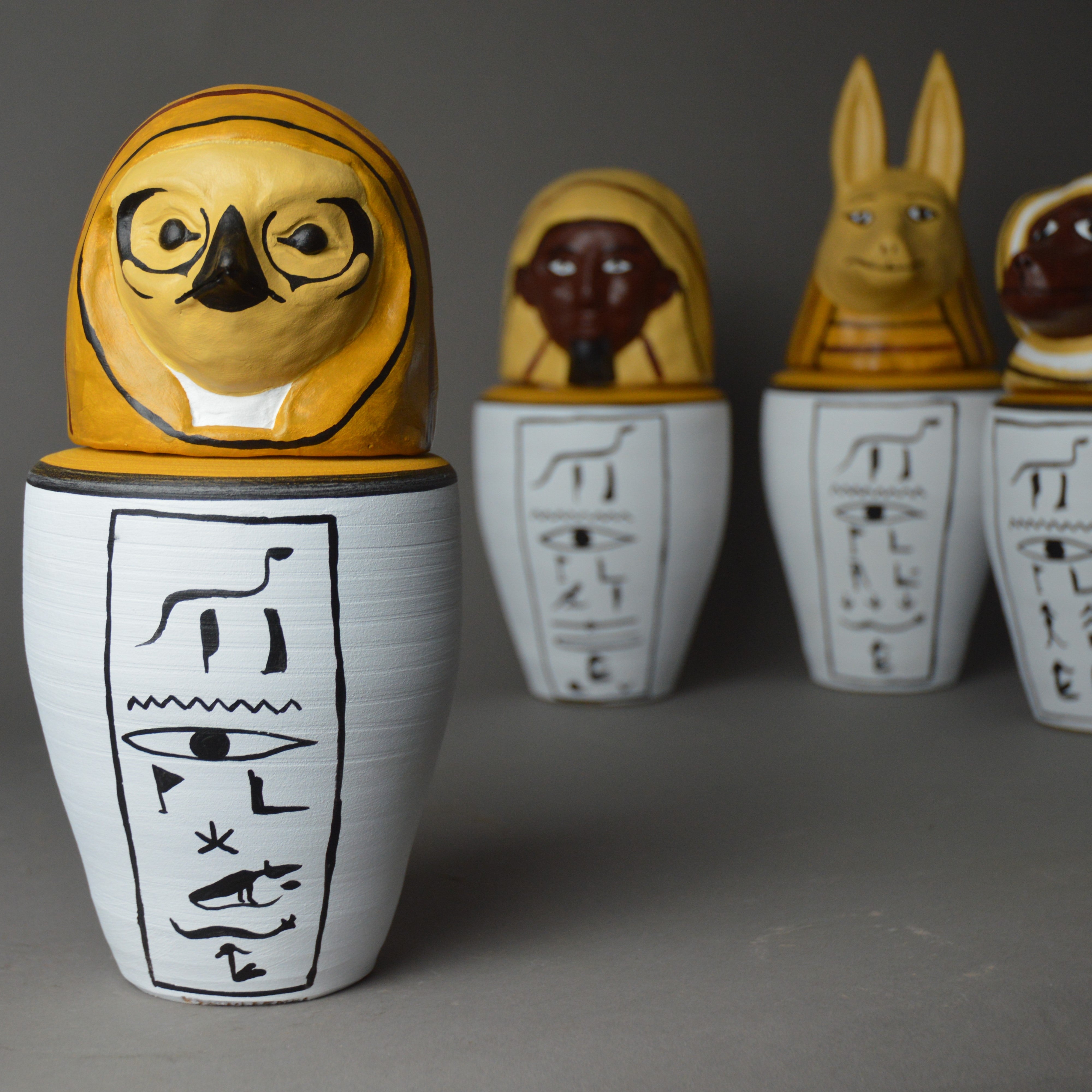 Egyptian Polychrome Canopic Jars -Set of Four – PottedHistory